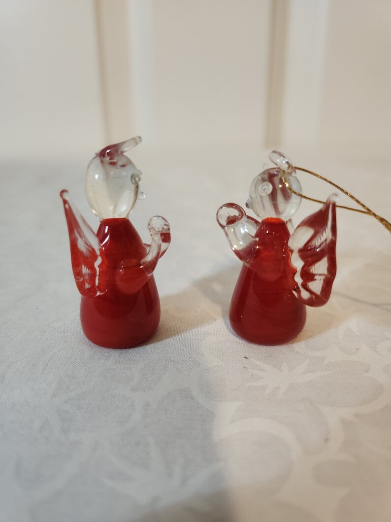 Miniature Blown Glass Angel Ornaments - Set of 2 - Etsy
