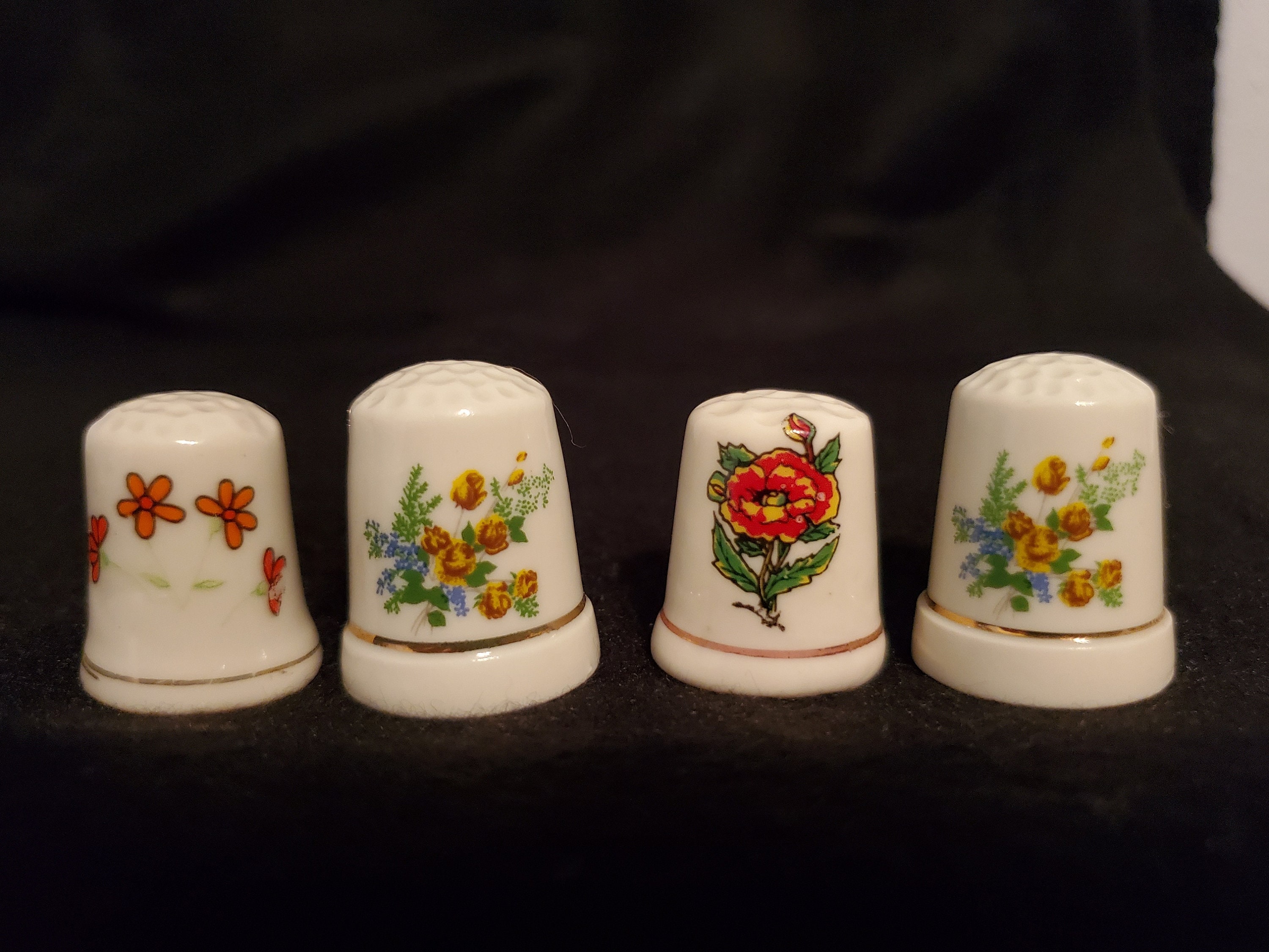 Vintage Collectible Thimbles With Flowers - Etsy
