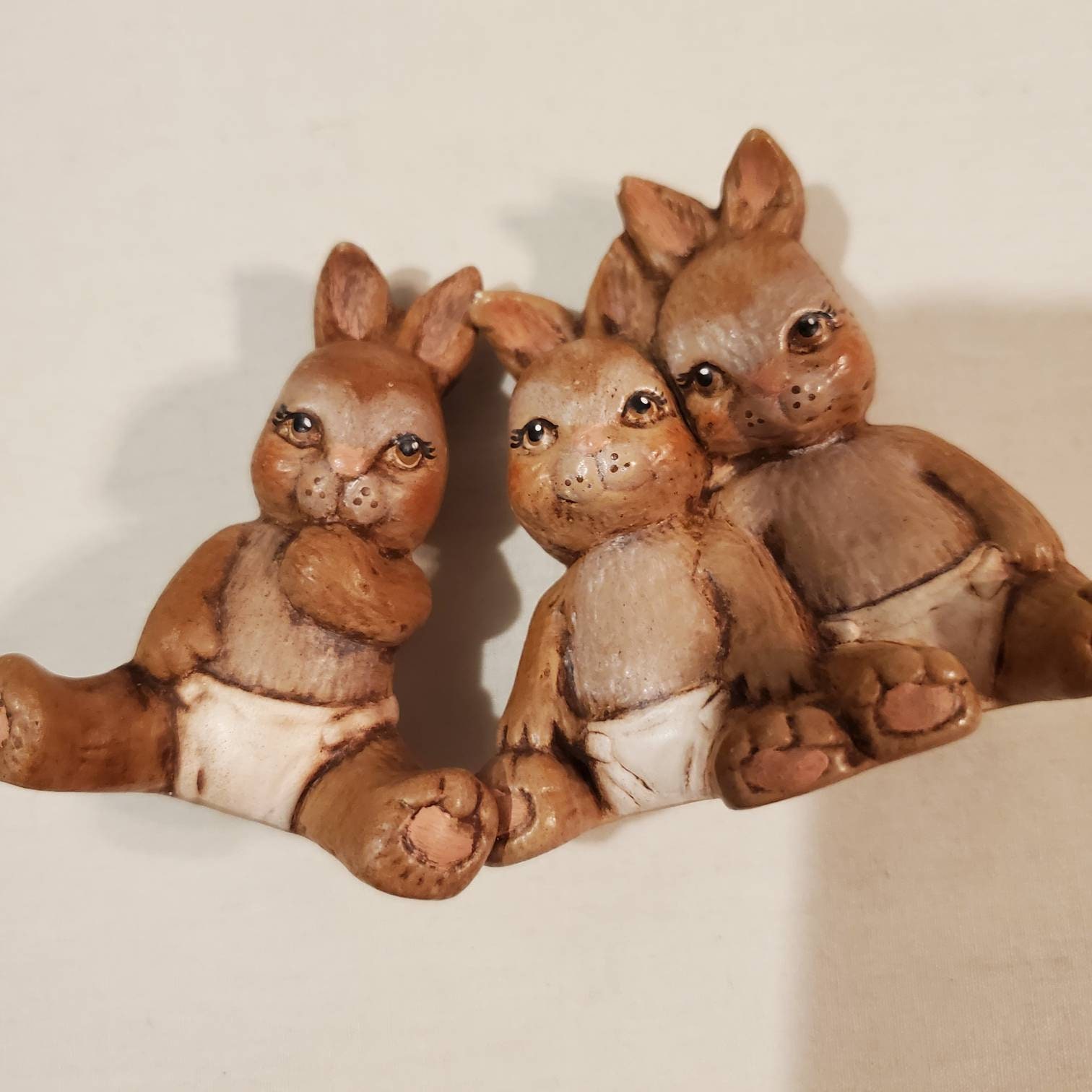 Set of 4 Baby Bunny Rabbits in Diapers Vintage Hand Painted | Etsy