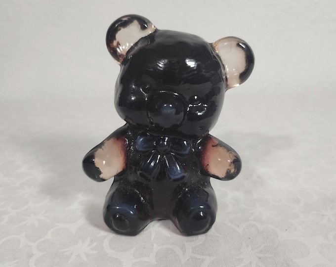 Boyd Crystal Art Slag Glass Plum Amethyst Fuzzy the Bear - Etsy