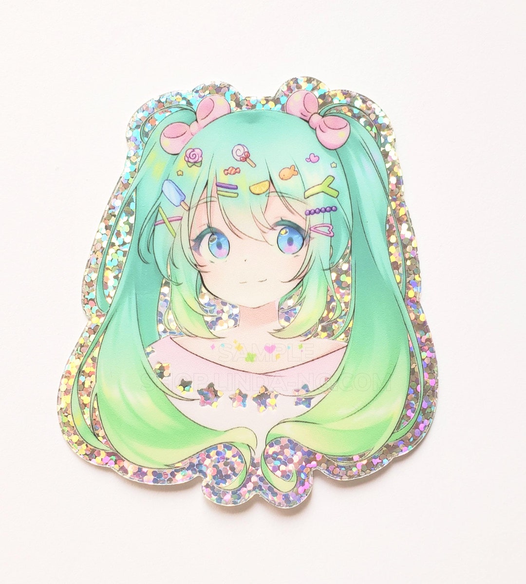 Decora Miku Kawaii 3" Glitter Sticker - Etsy
