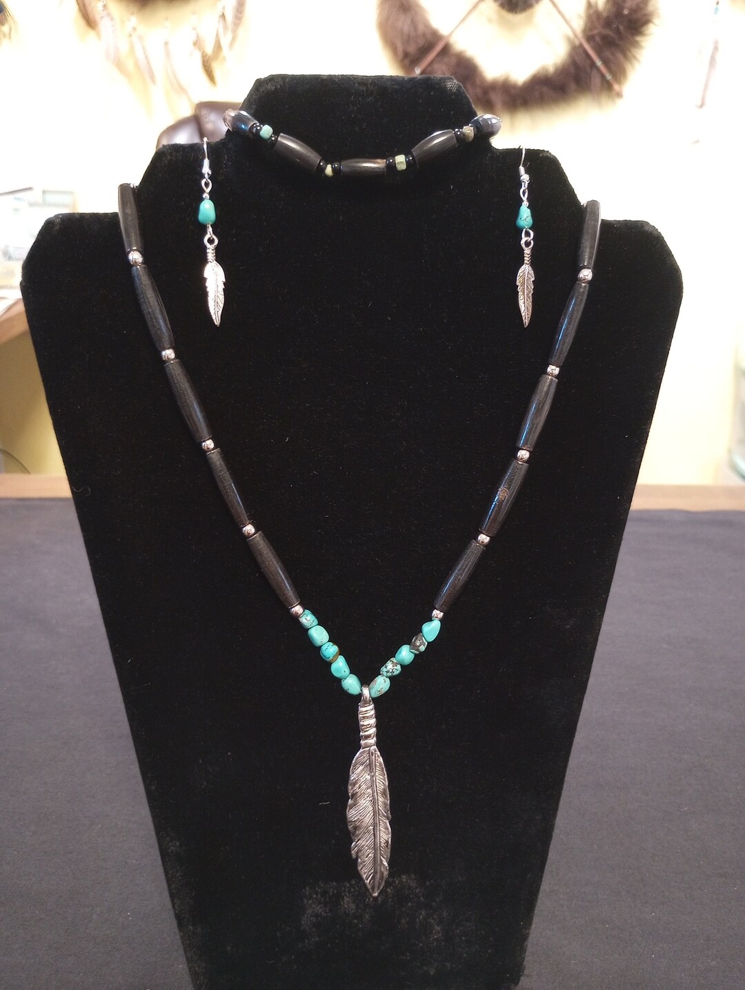 Turquoise Hairpipe Bone Jewlery Set - Etsy