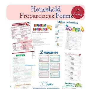 Printable Household Preparation Files, Digital Forms for Household ...
