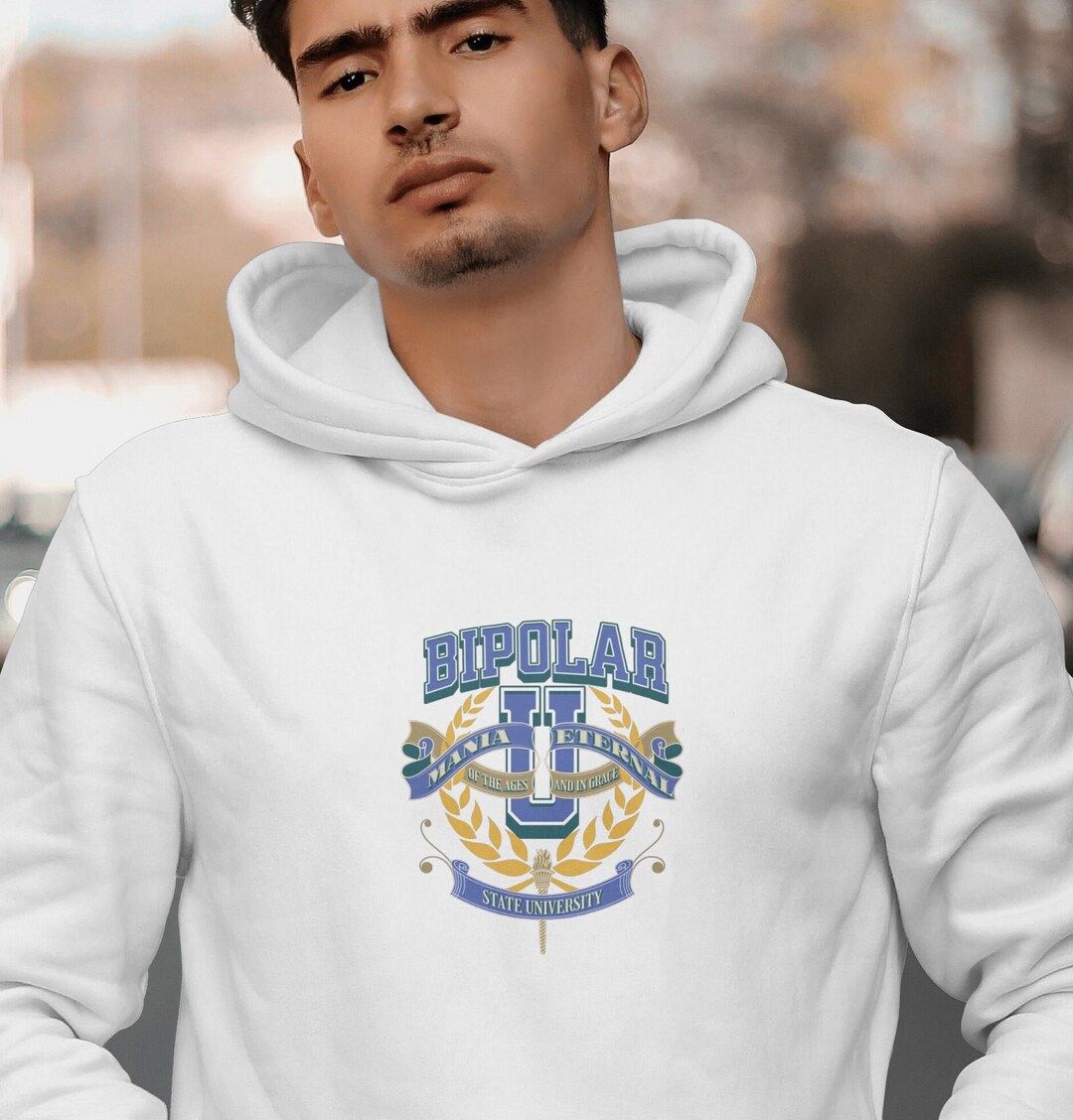 Bipolar State University Blue and Gold Unisex Pullover Hoodie, Playful ...