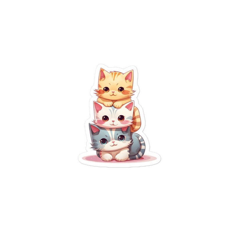 Cute Kawaii Cat Pile Stackable Cats Sticker - Etsy