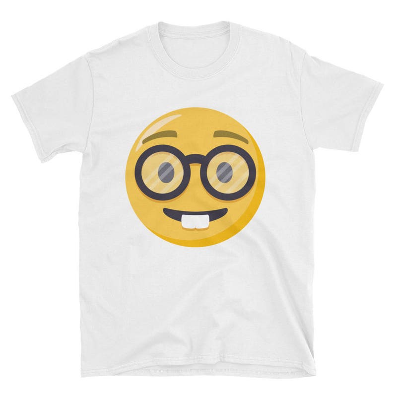 Nerd Emoji Smiley Face With Geek Glasses Short-sleeve Unisex | Etsy