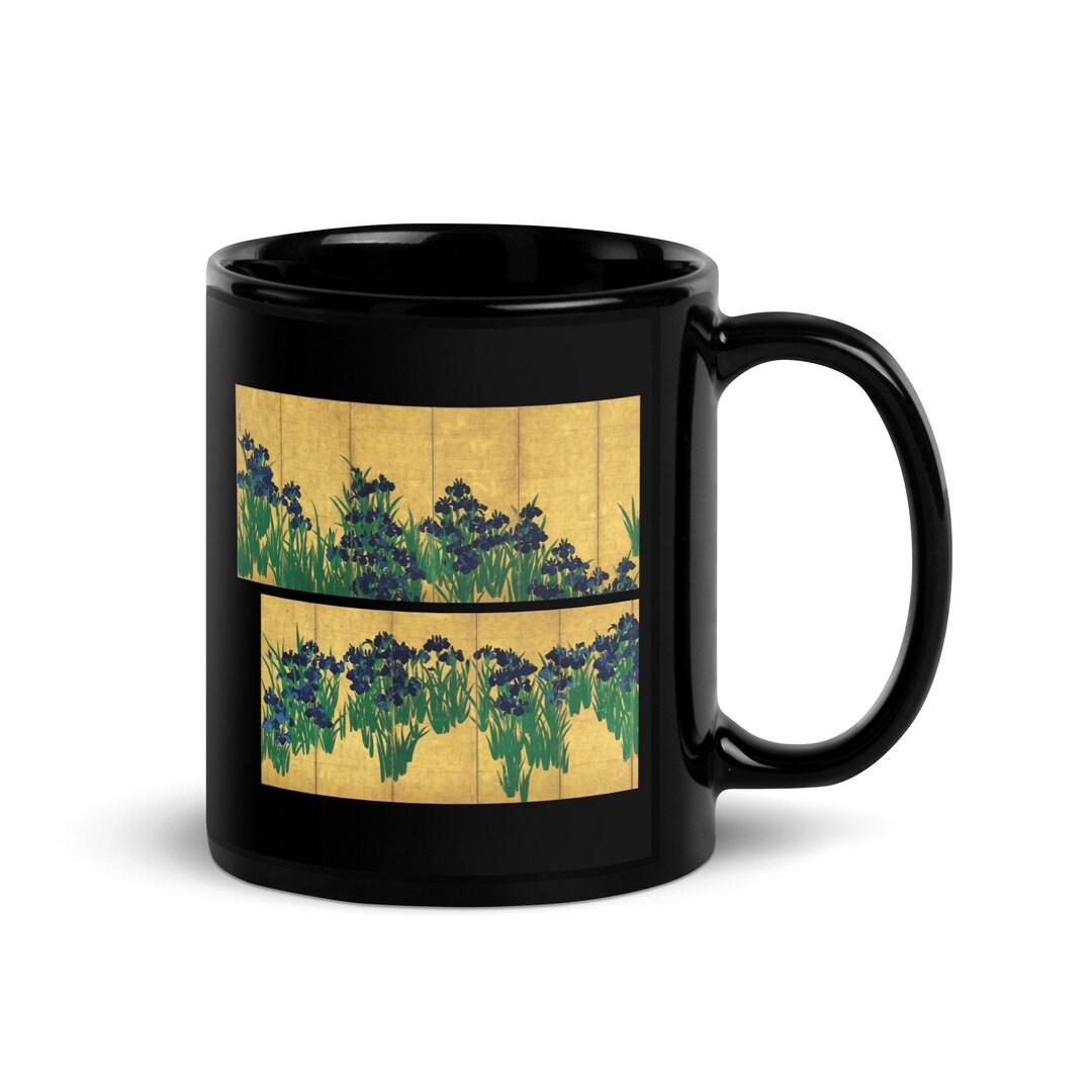 Irises Screen by Ogata Korin Byobu Art Black Mug - Etsy