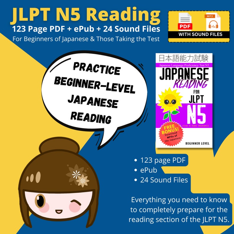 JLPT N5 Reading - Japanese Reading Practice for Beginners [ebook + Sound File] - Etsy