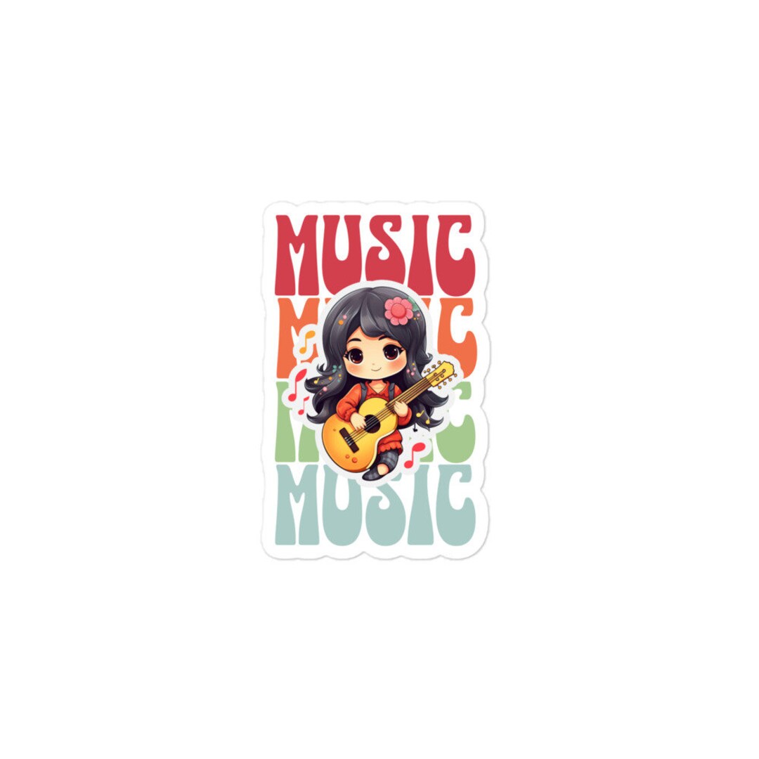Colorful Music: Guitar Girl Sticker - Etsy