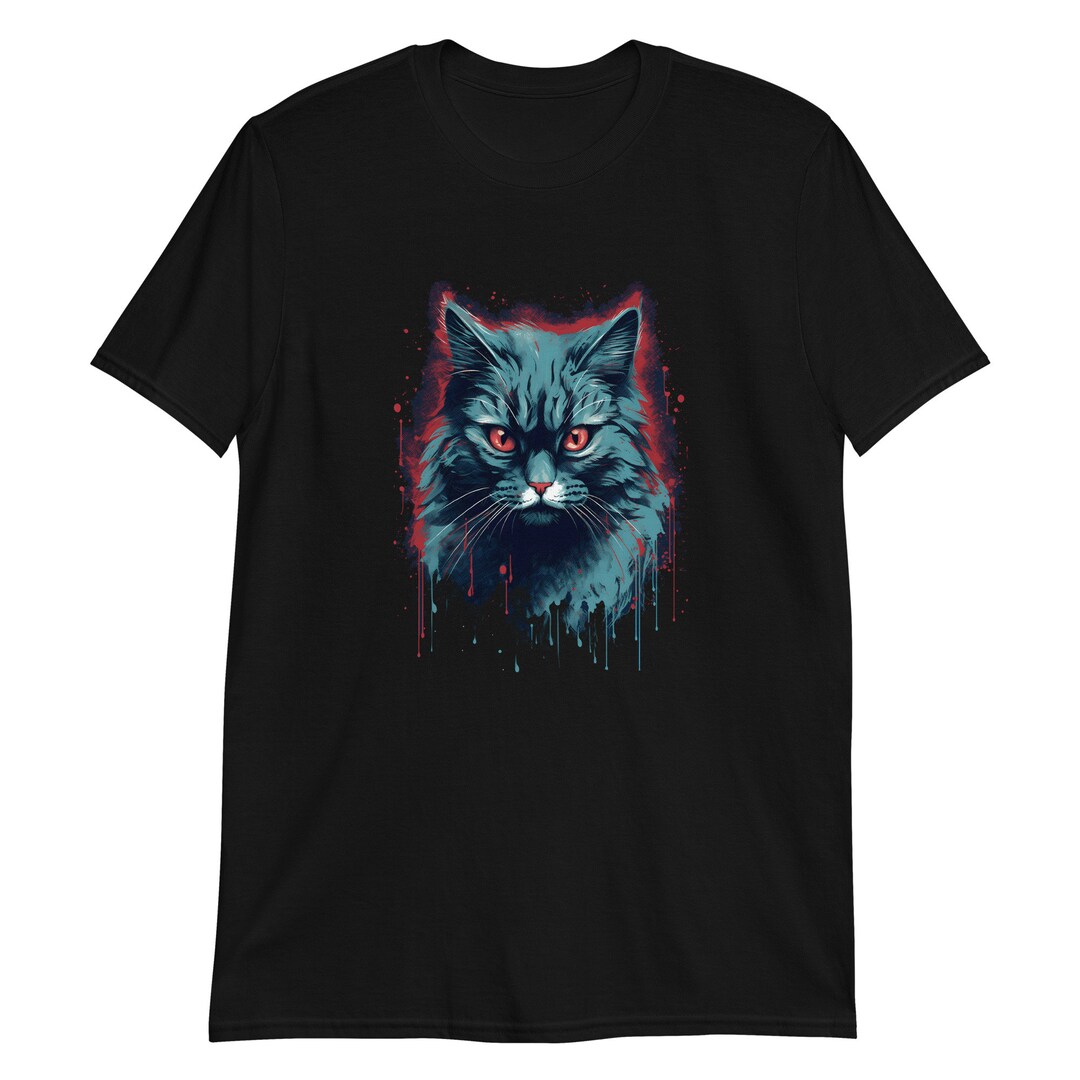 Mystic Stare: Black Cat With Red Eyes T-shirt - Etsy