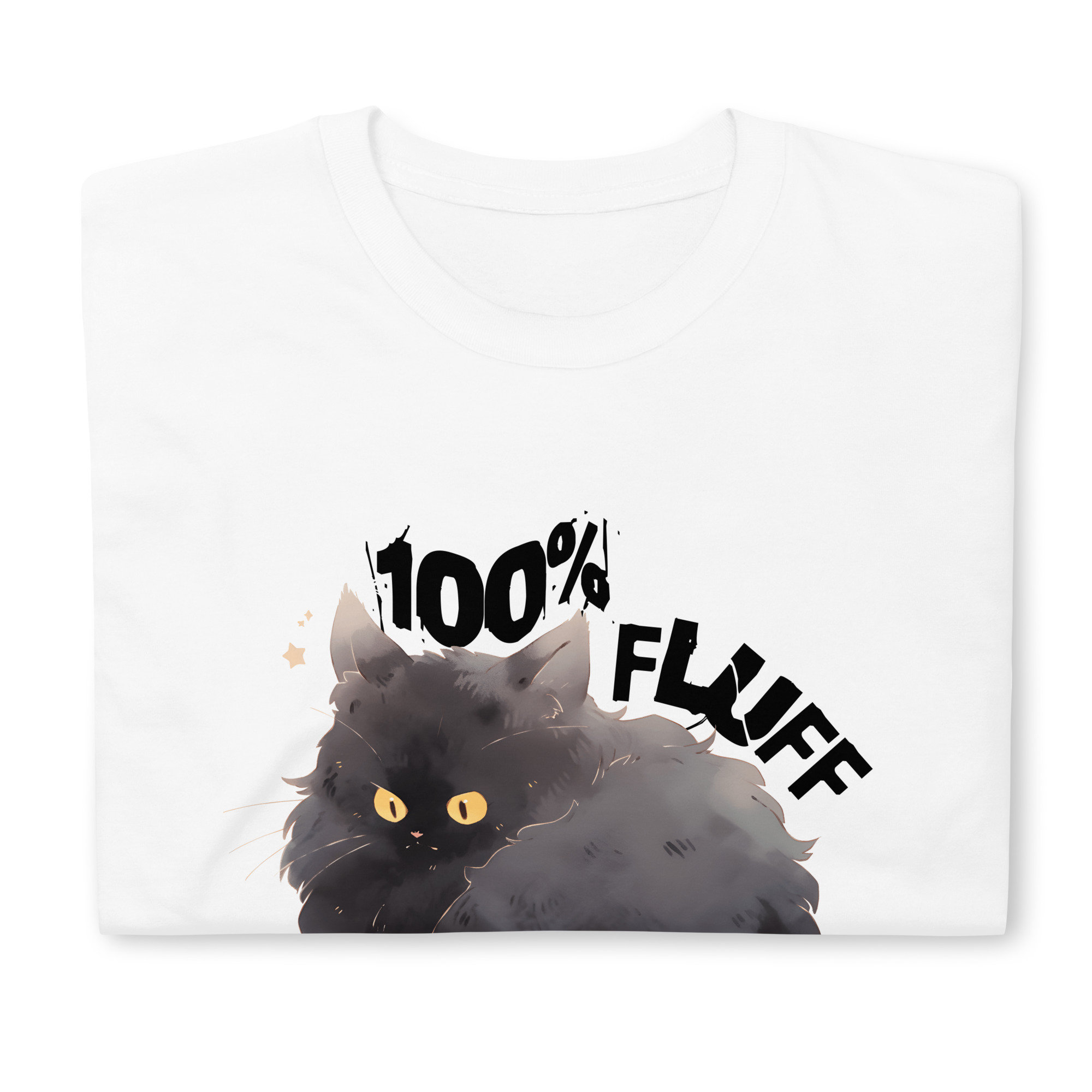 100% Fluff: Anime Black Fluffy Cat T-shirt - Etsy