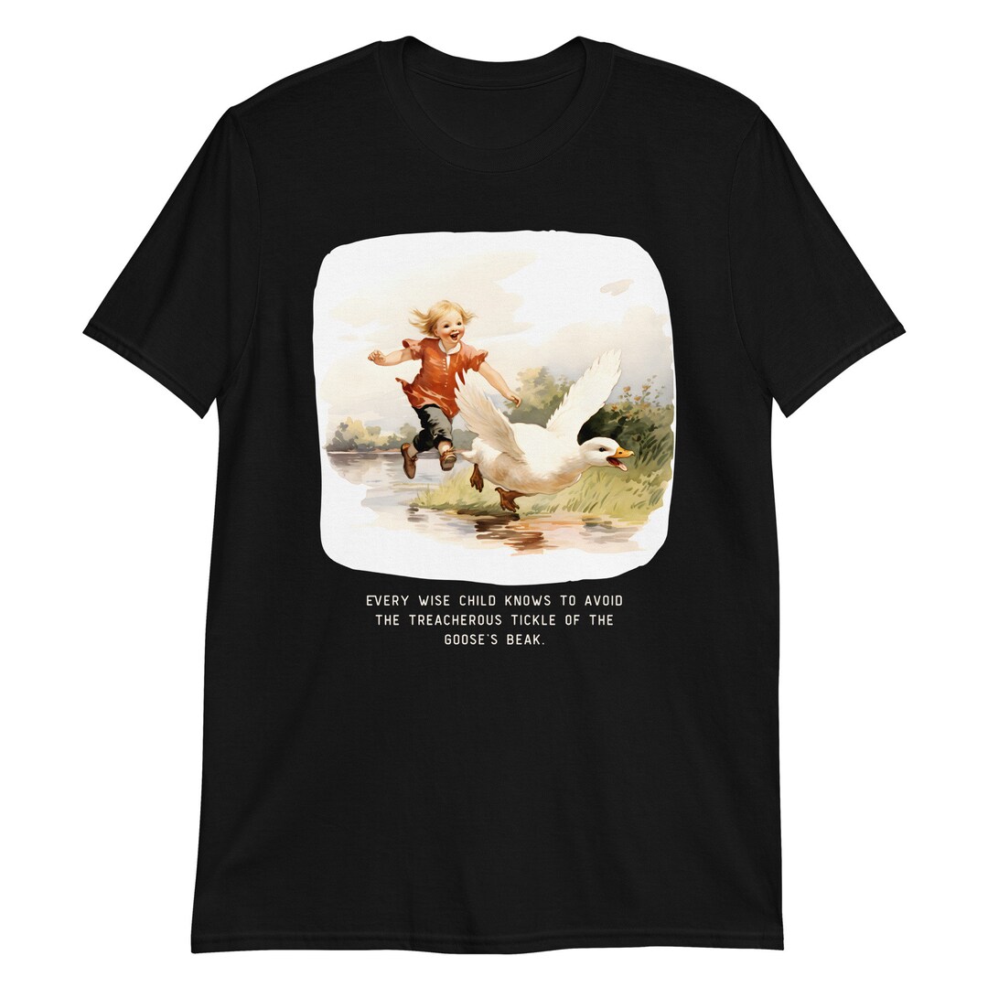 Child Chasing Goose Vintage Watercolor T-shirt - Etsy
