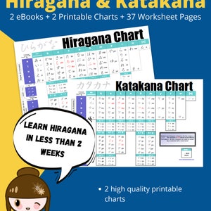 Learn Japanese Hiragana and Katakana Bundle: Ebooks, Worksheets, Chart ...