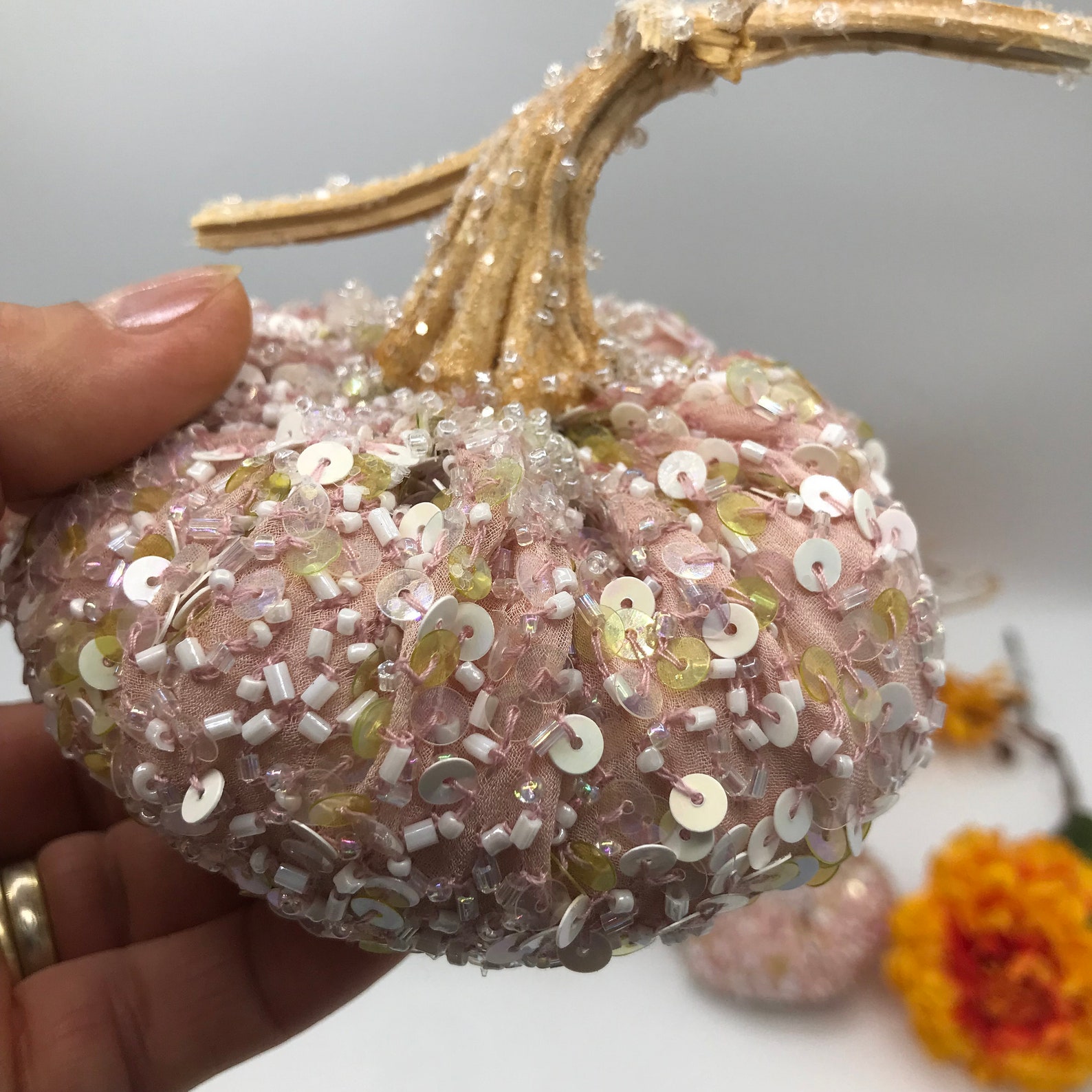 Embellished Pumpkin Bridal Shower Gift Cinderella Pumpkin Pink Fall ...