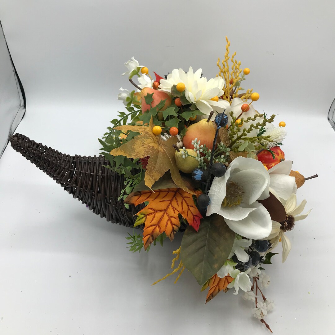 Magnolia Fall Centerpieces Fall Arrangement Fall Cornucopia Horn of ...