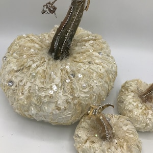 Embellished Pumpkins Fall Wedding Decor Velvet Pumpkins Autumn ...