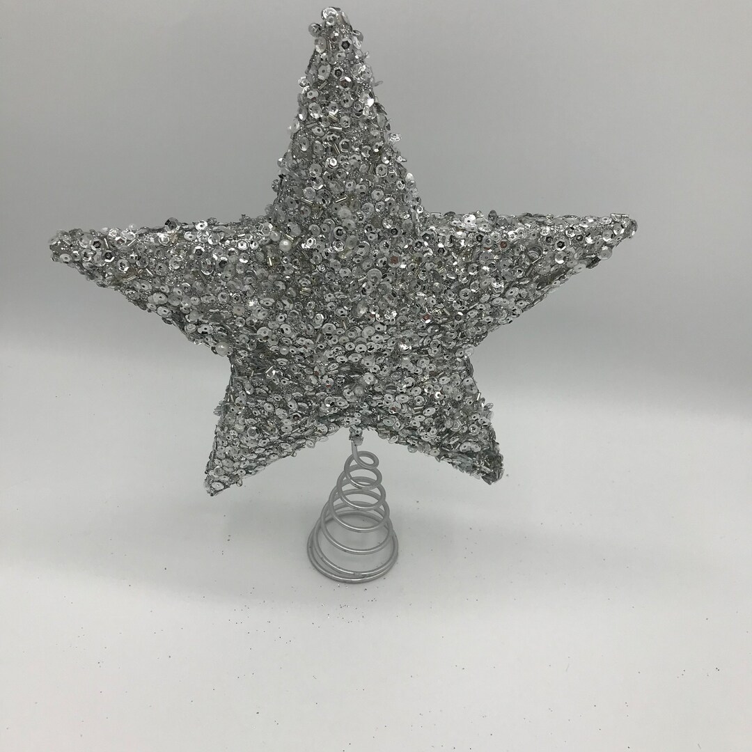 Silver Star Tree Topper - Etsy