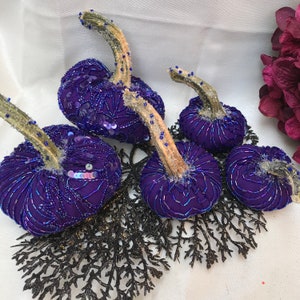 Purple Embellished Pumpkins Halloween Decor Purple Velvet Handmade ...