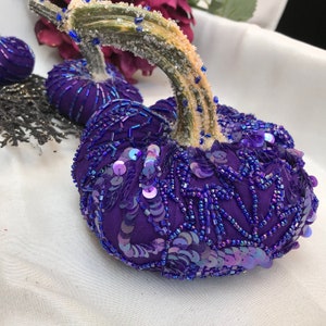 Purple Embellished Pumpkins Halloween Decor Purple Velvet Handmade ...