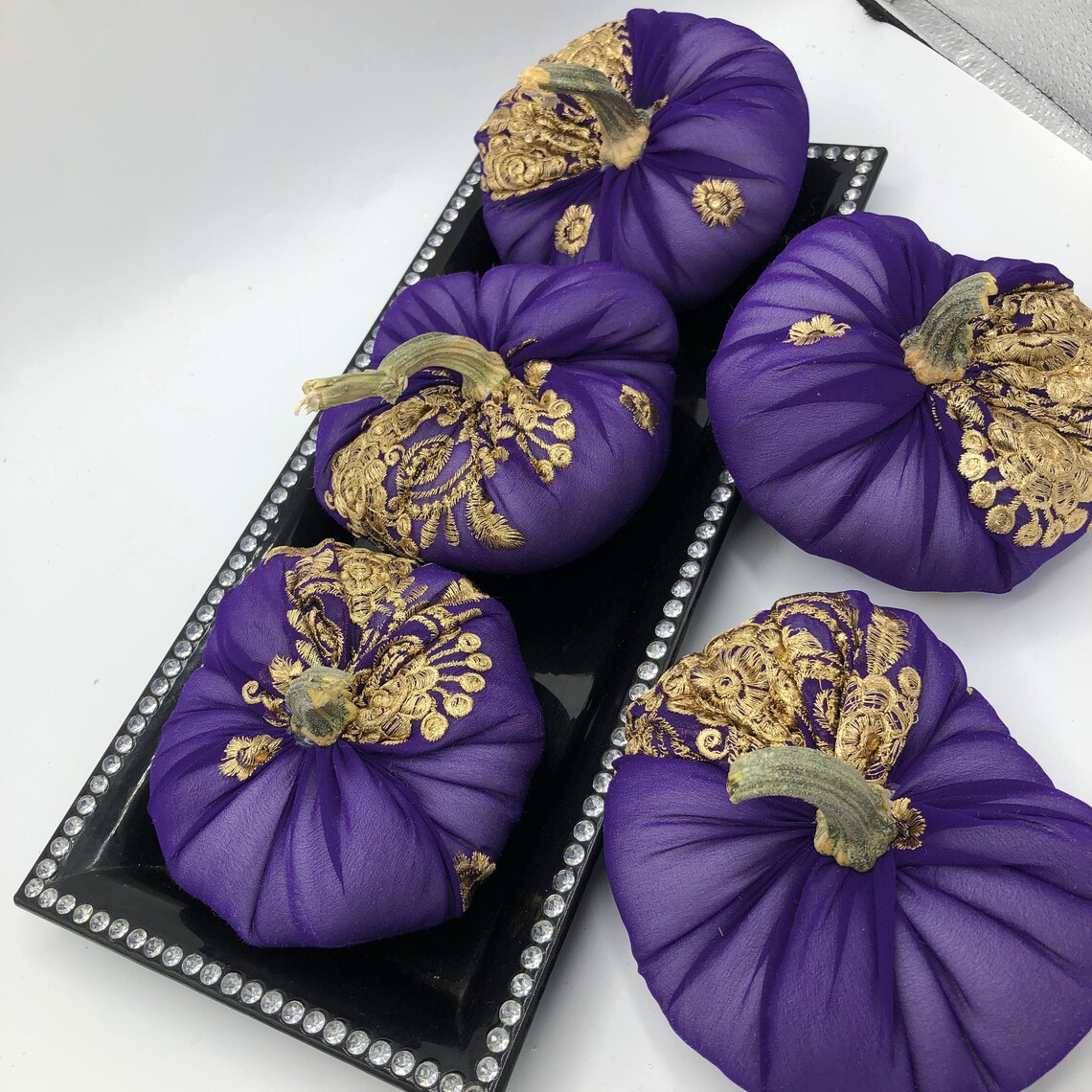 Purple Velvet Pumpkins, Autumn Centrepiece, Decorative Gift, Halloween ...