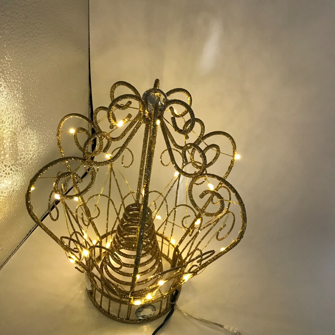 Lighted Tree Topper Plug-in LIGHTED Gold Glittered Crown Tree Topper - Etsy