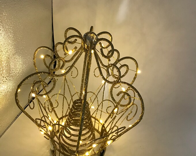 Lighted Tree Topper Plug-in LIGHTED Gold Glittered Crown Tree Topper - Etsy