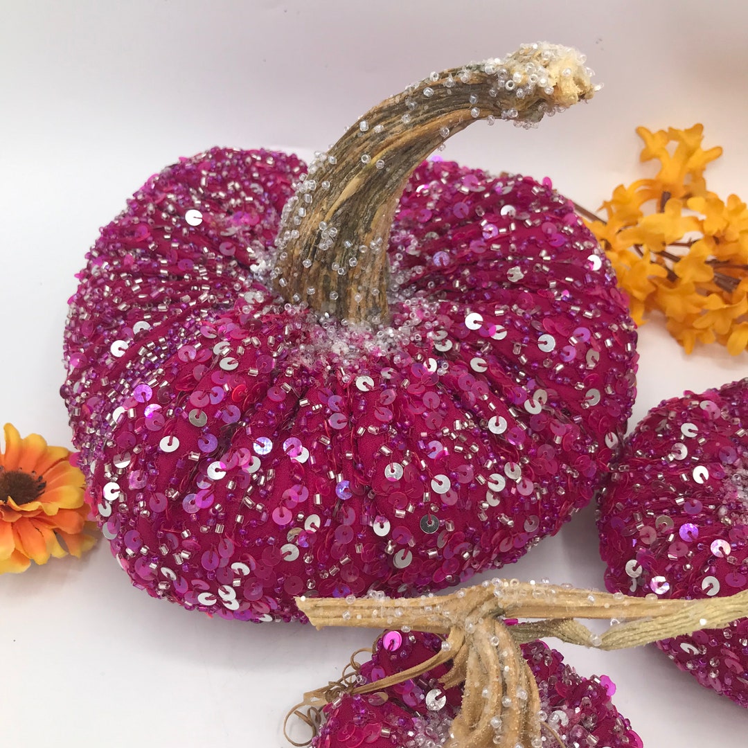 Embellished Handmade Pumpkins Fall Beaded Pumpkins Fall Centerpieces ...
