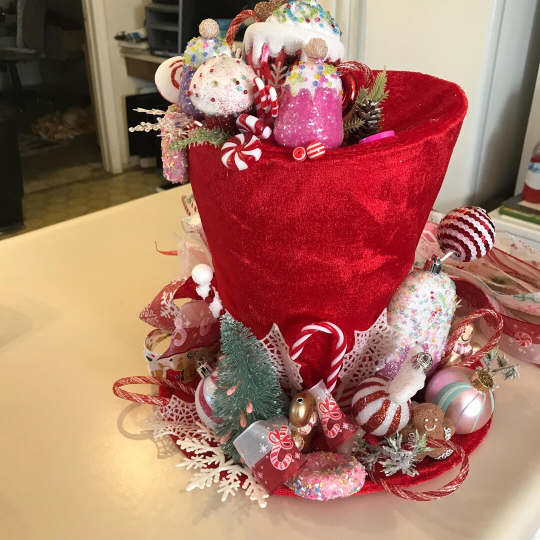 Christmas Hat Decor, Candy Land Hat Decor, Top Hat Decor, Christmas Hat ...