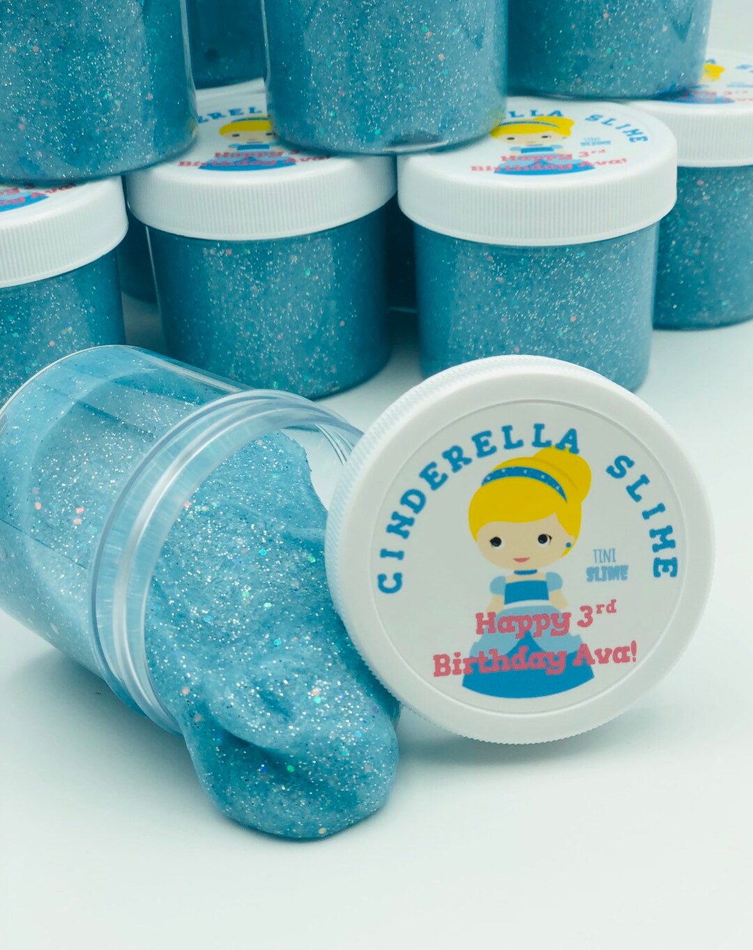 Princess Party Slime Favors; Cinderella Glitter Blue Slime - Etsy