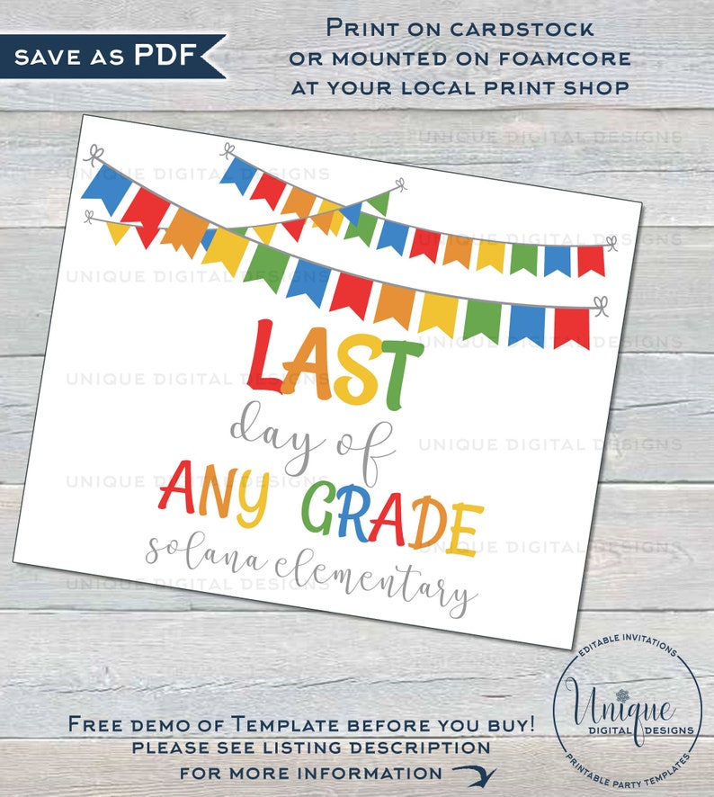 Editable First Day of School Sign Reusable 1st and Last Day - Etsy