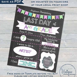 Editable Back to School Photo Prop, Girls 1st Day Back to School Poster ...