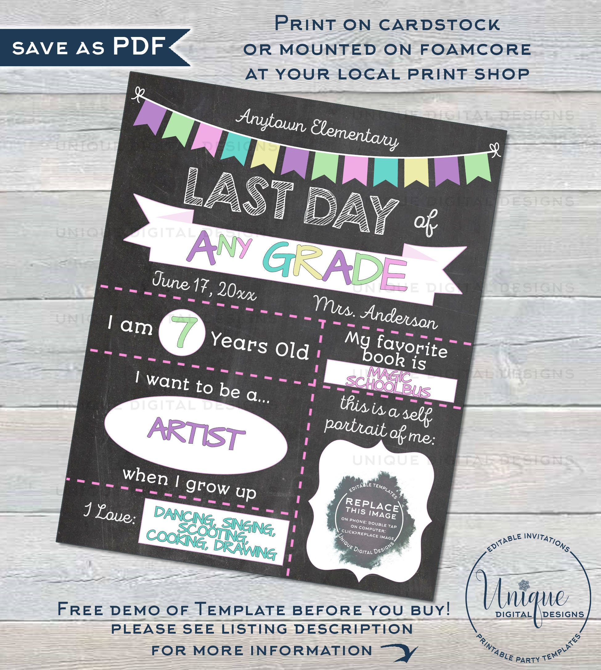 Editable Back to School Photo Prop Girls 1st Day Back to | Etsy