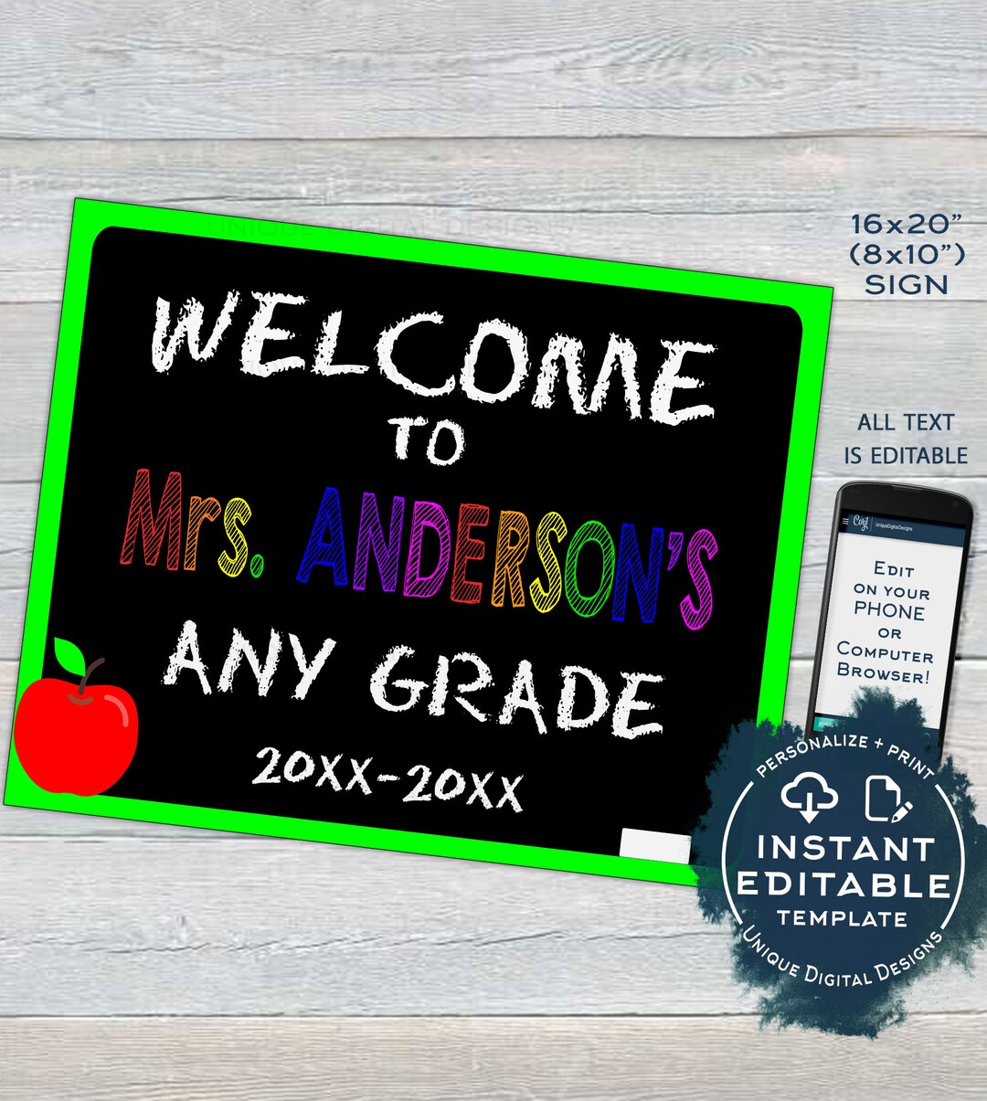Editable Back to School Sign, Welcome to Teachers Class, Classroom ...