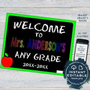 Editable Back to School Sign, Welcome to Teachers Class, Classroom ...