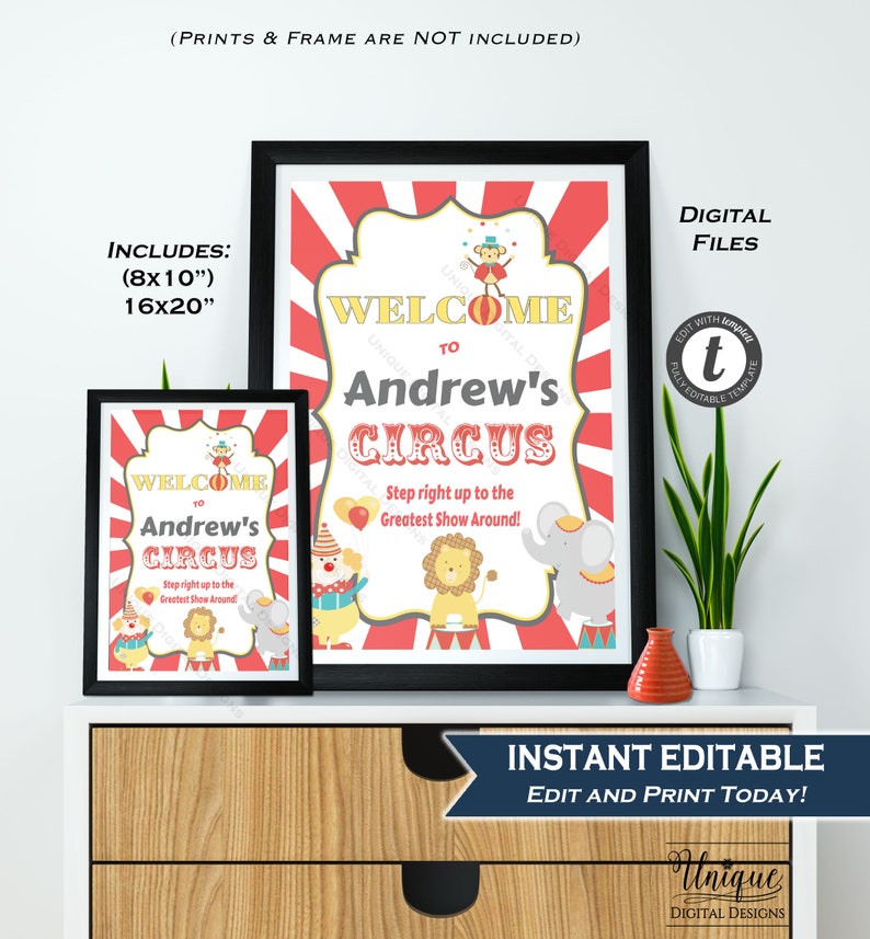 Circus Welcome Sign Editable Carnival Birthday Decorations | Etsy