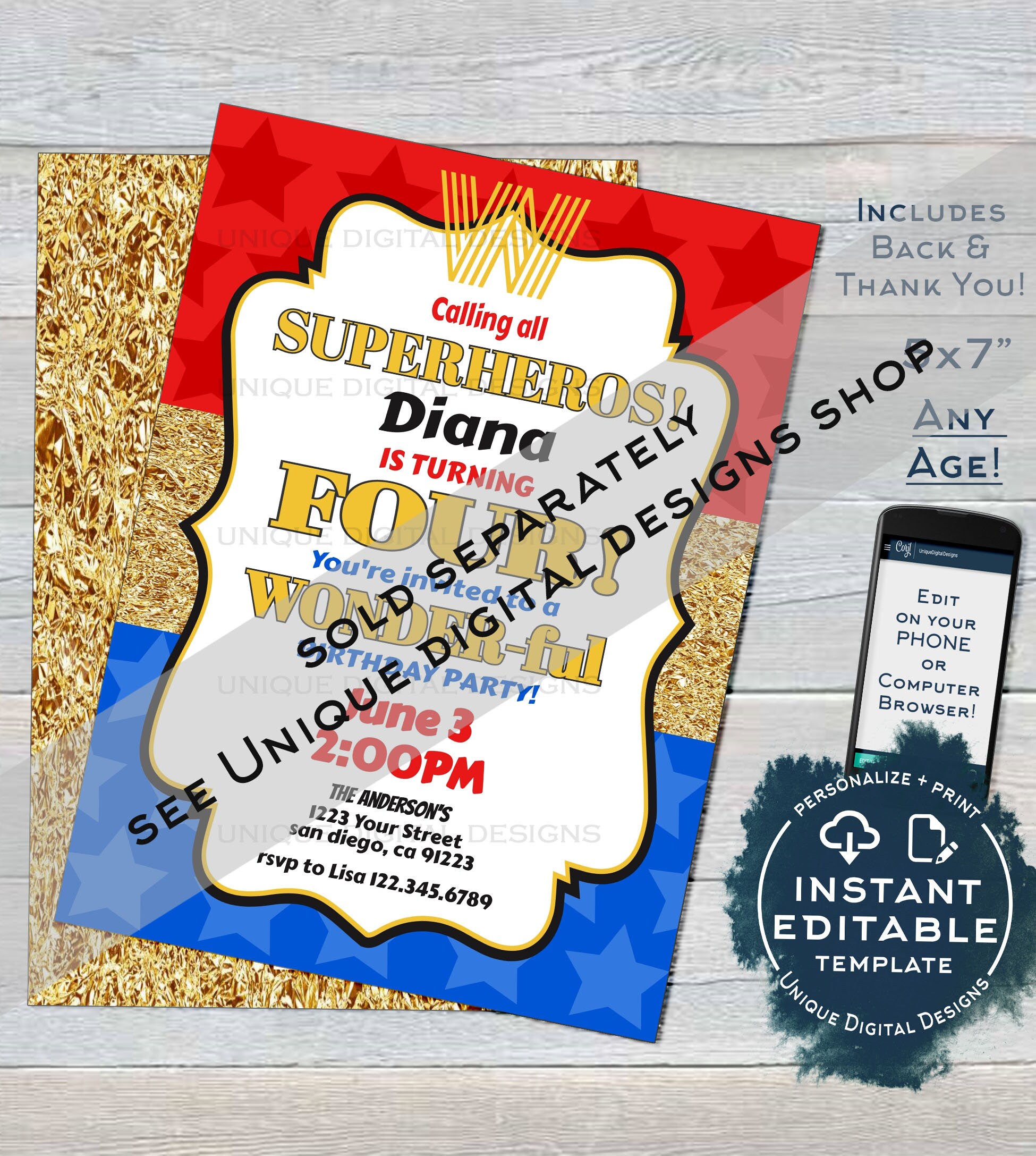 One Year in a Flash Superhero Invitation Editable 1st - Etsy