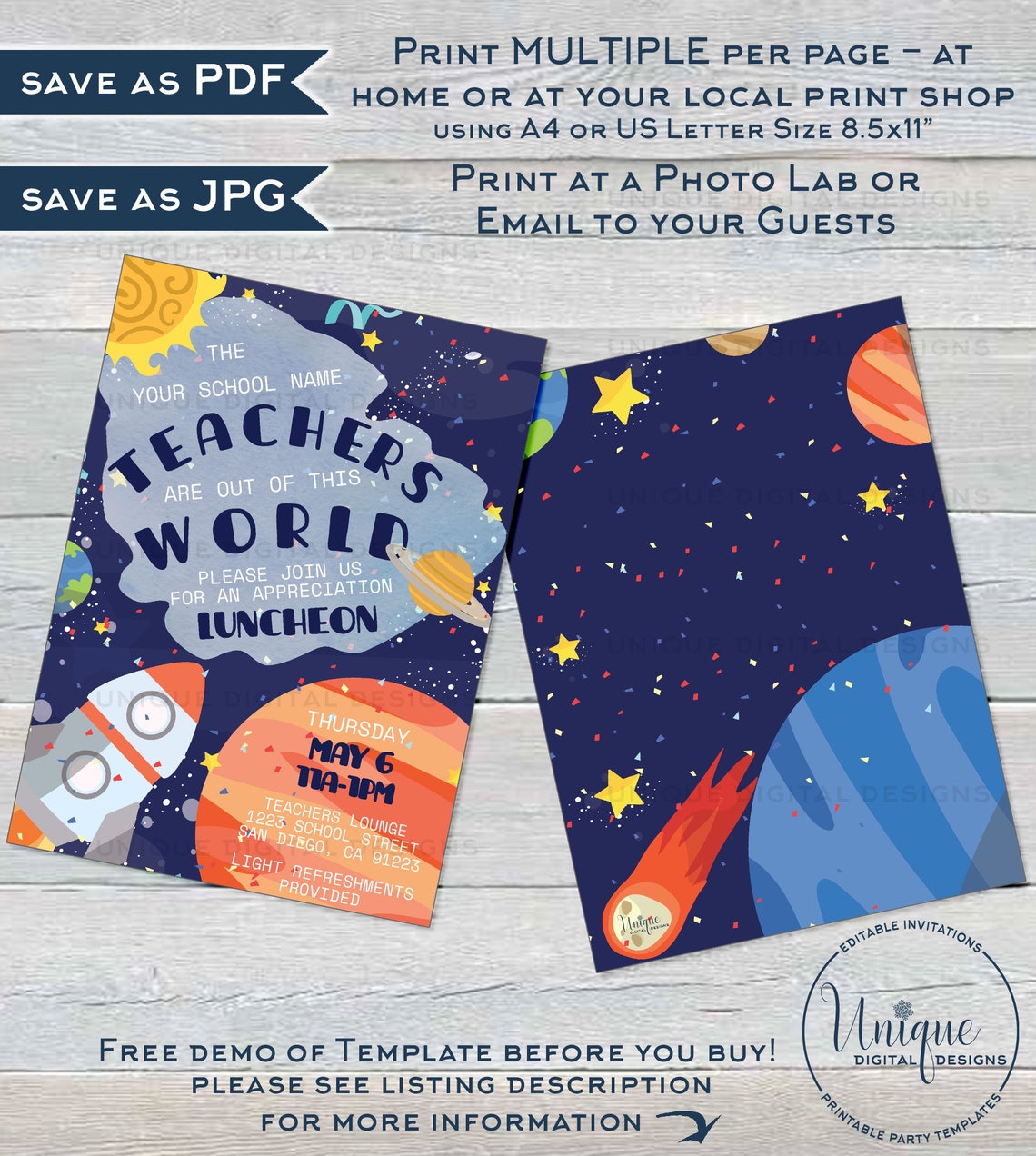 Editable Teacher Appreciation School Lunch Invitation School - Etsy