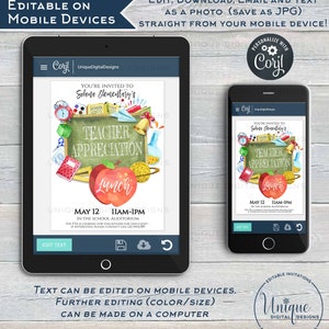 Editable Teacher Appreciation Lunch School Invitation, School Staff ...