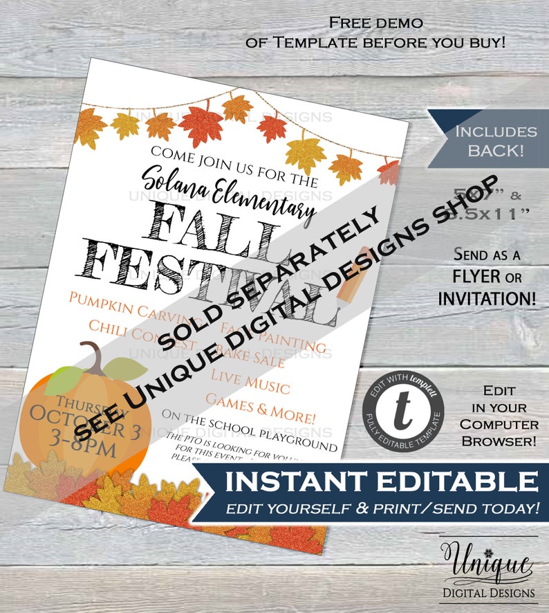 Boo Bash Invitation FLYER Editable School Halloween Party - Etsy