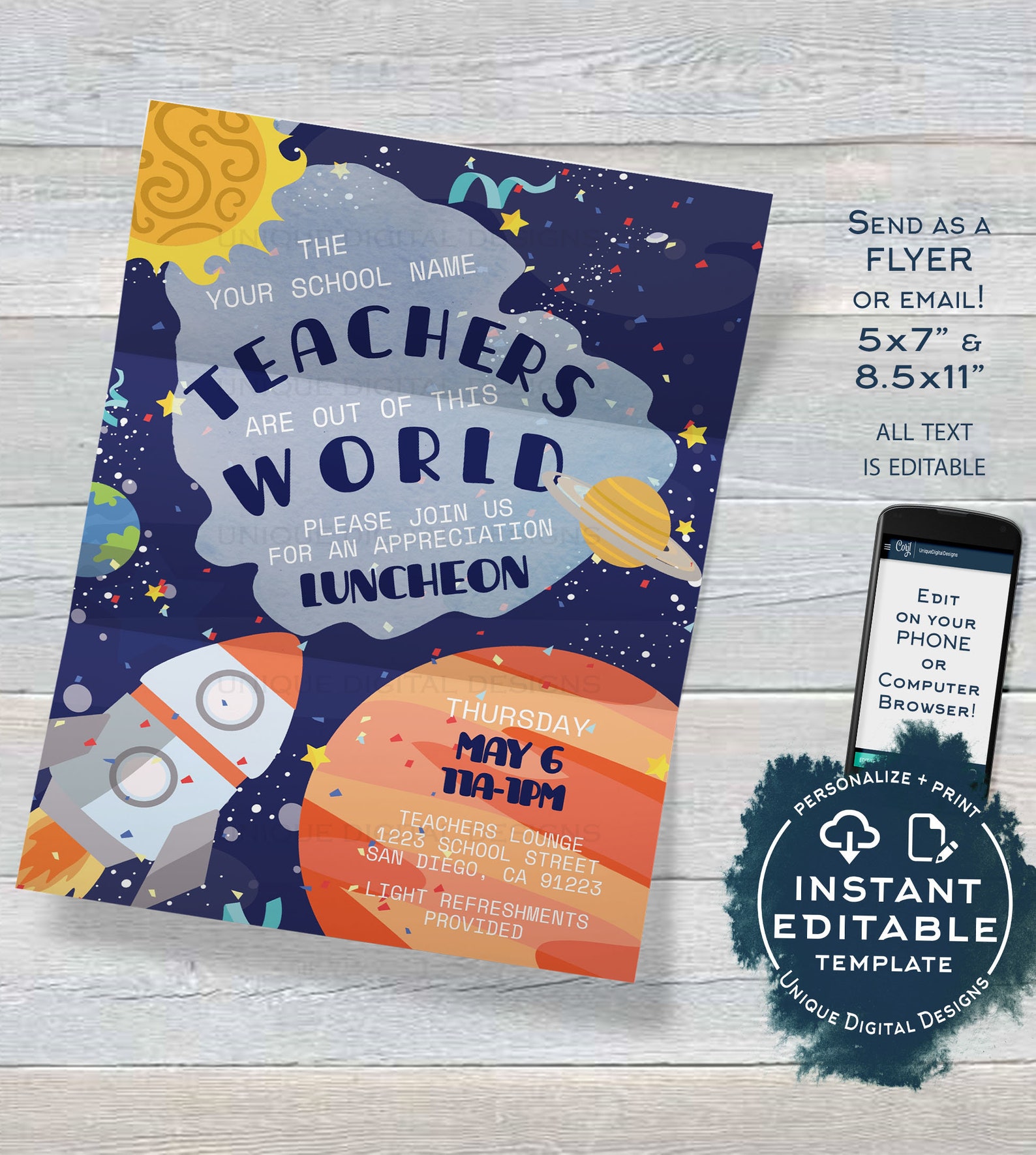 Editable Teacher Appreciation School Lunch Invitation School - Etsy