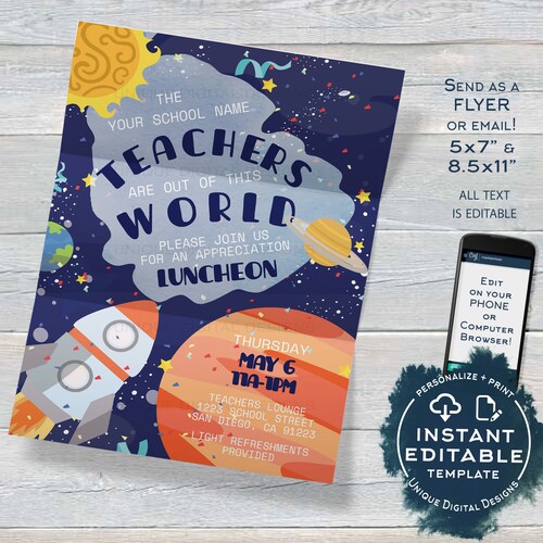 Editable Teacher Appreciation Staff Invitation Thank You - Etsy