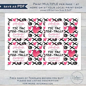 Valentine's Gift Tags, Editable Tic Tac Toe -tally Toy, Keychain ...
