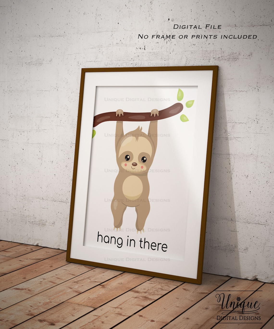 Hang in there poster Sloth Quote Cat gift sign Nursery | Etsy