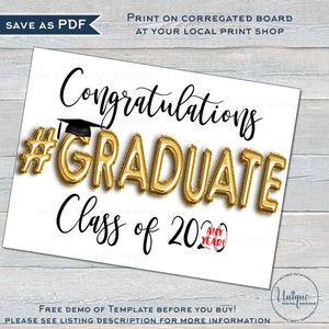 Graduation Yard Sign, Editable Congratulations #graduate Drive by ...