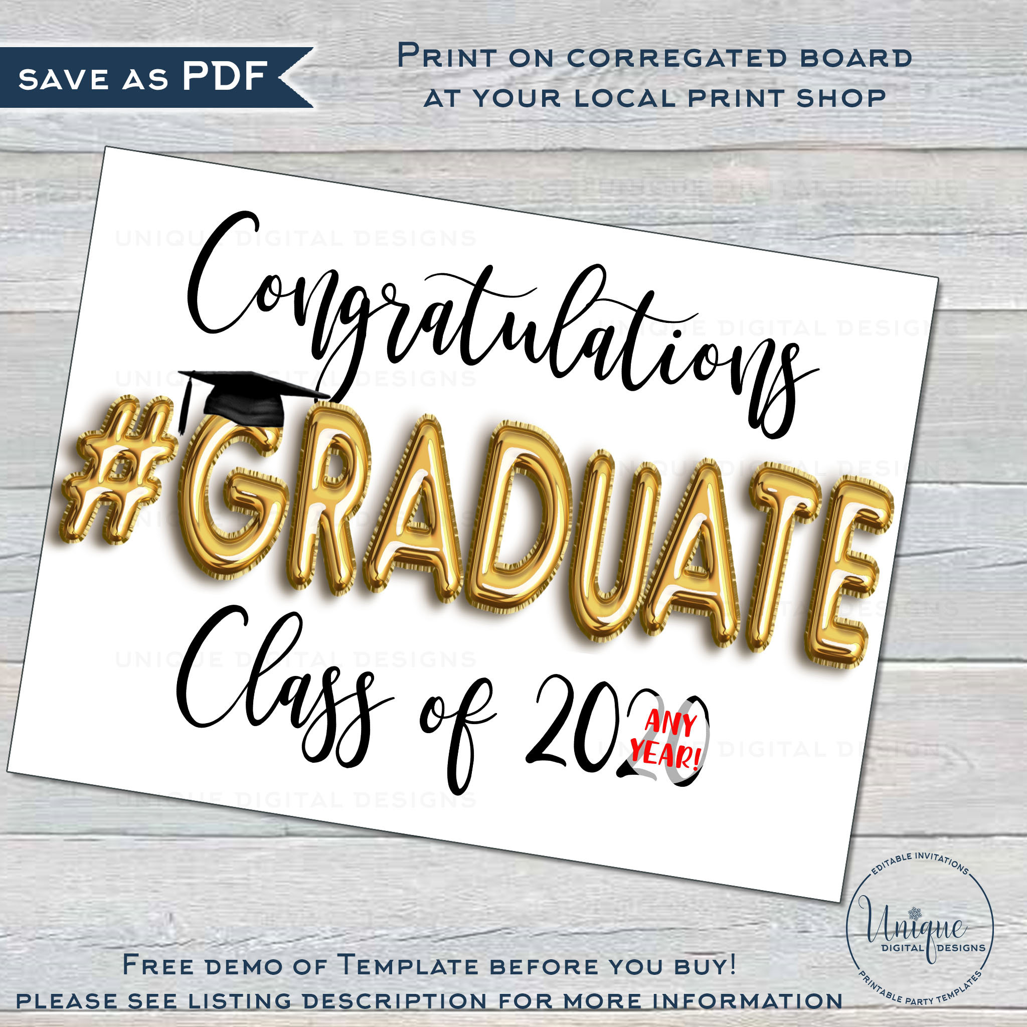 Graduation Yard Sign Editable Congratulations graduate Drive - Etsy Canada