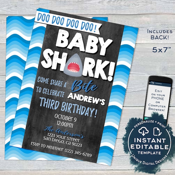 Shark Bite Invite - Etsy
