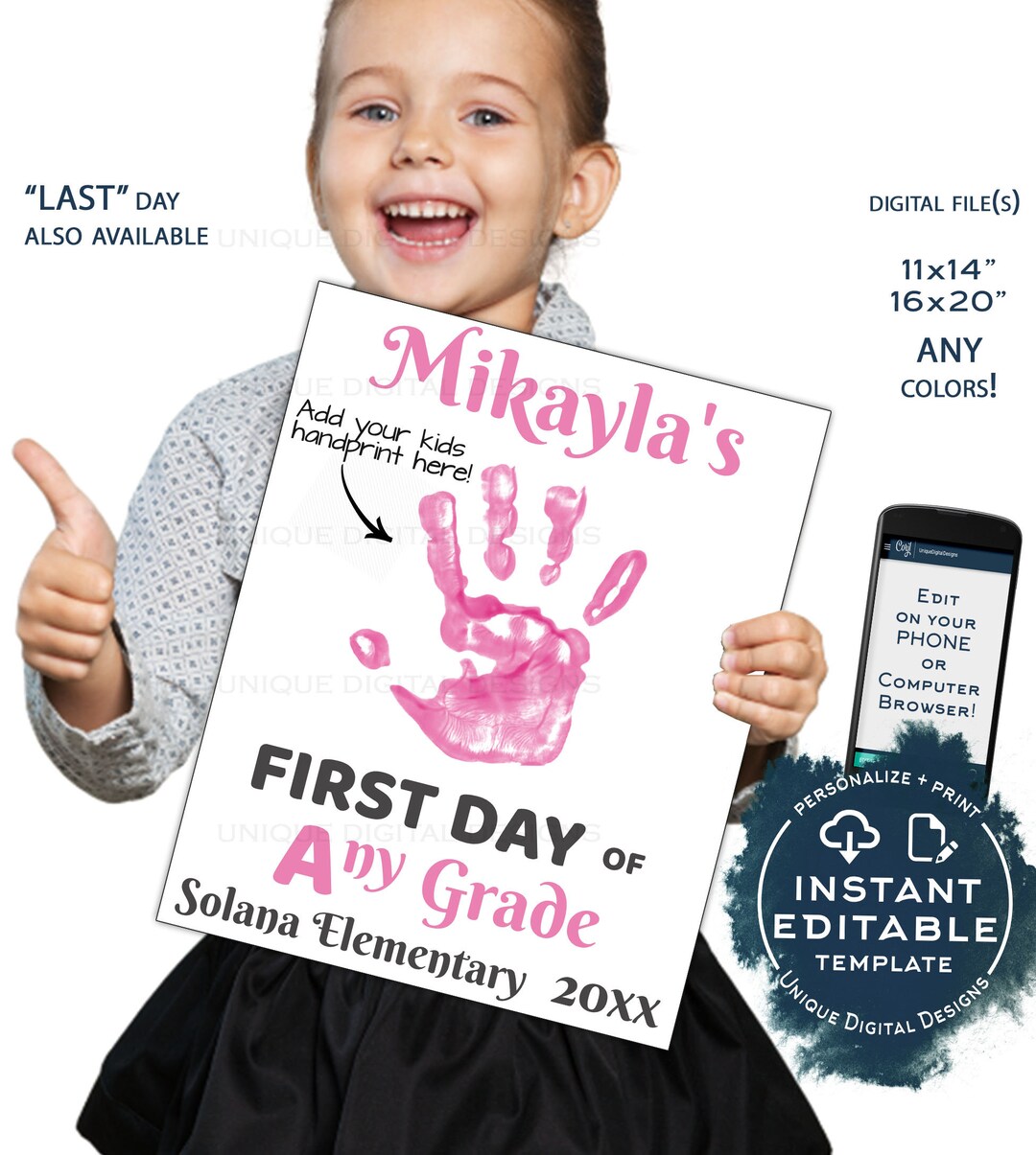 Editable Back to School Photo Prop, 1st Day Back to School Poster, Grow ...