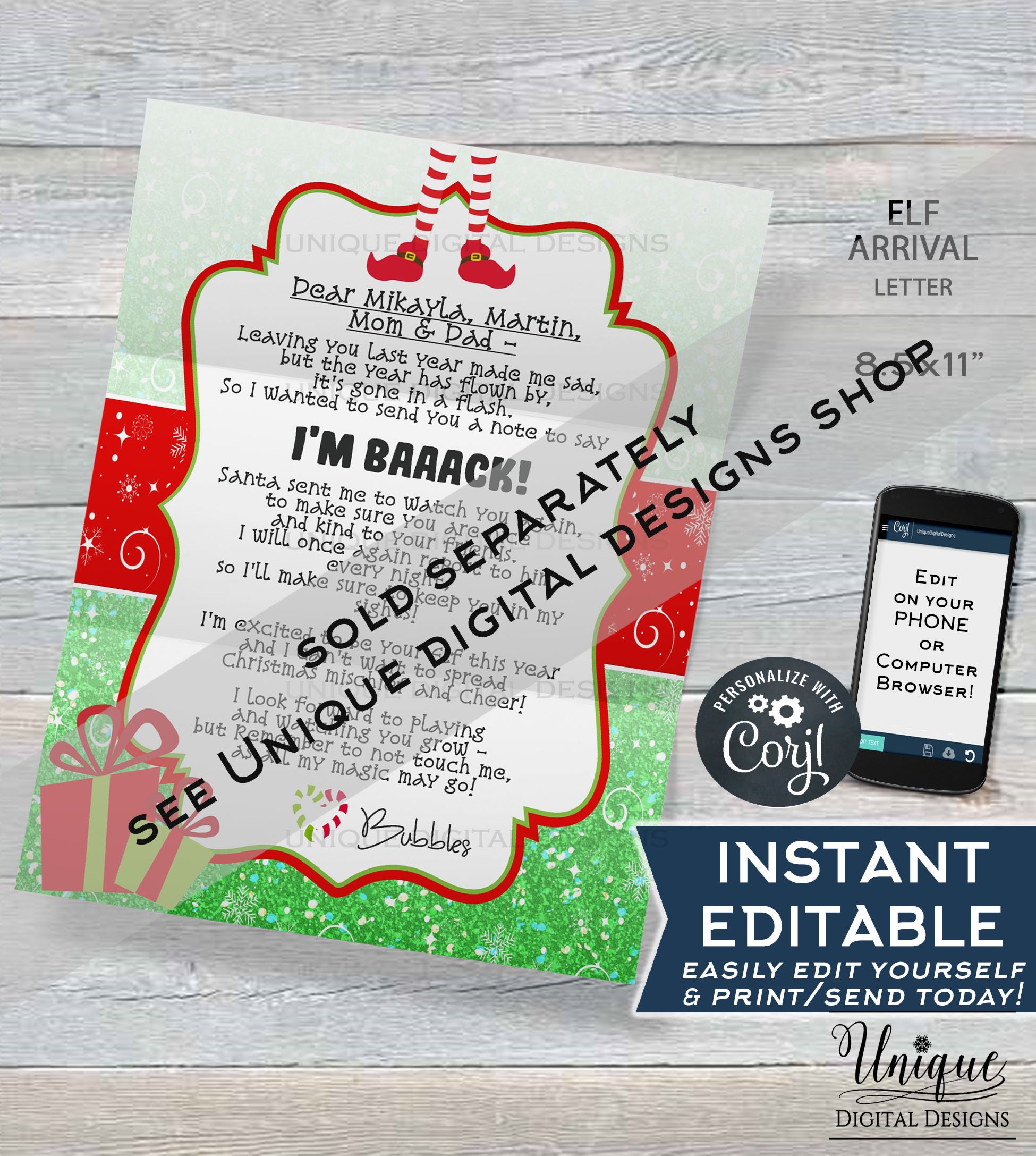 Editable Letter From Santa Printable, Elf Goodbye Letter, Custom Santa ...