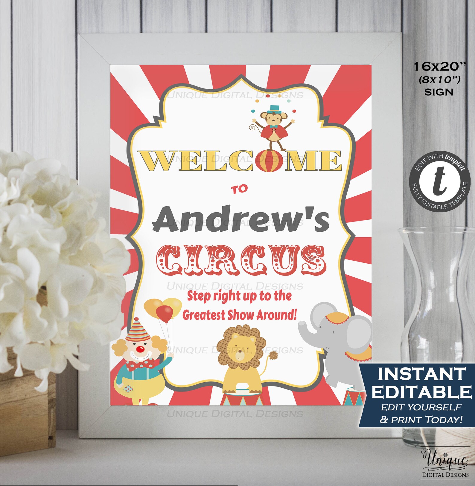 Circus Welcome Sign Editable Carnival Birthday Decorations | Etsy
