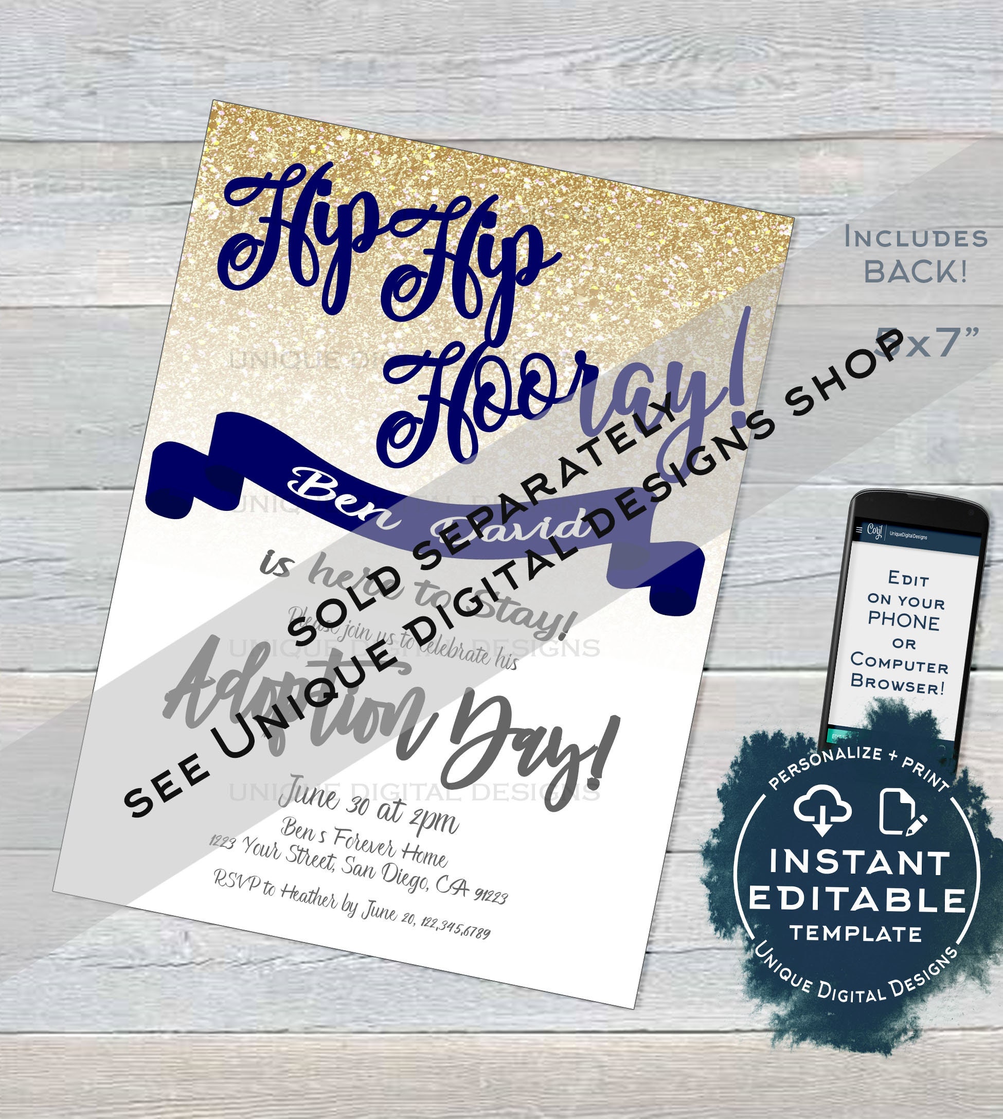 Adoption Day Invitation Editable up up and Away Invite | Etsy